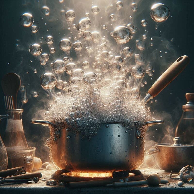 Dynamic Boiling Water: Bubbles Rising and Popping Stock Illustration ...