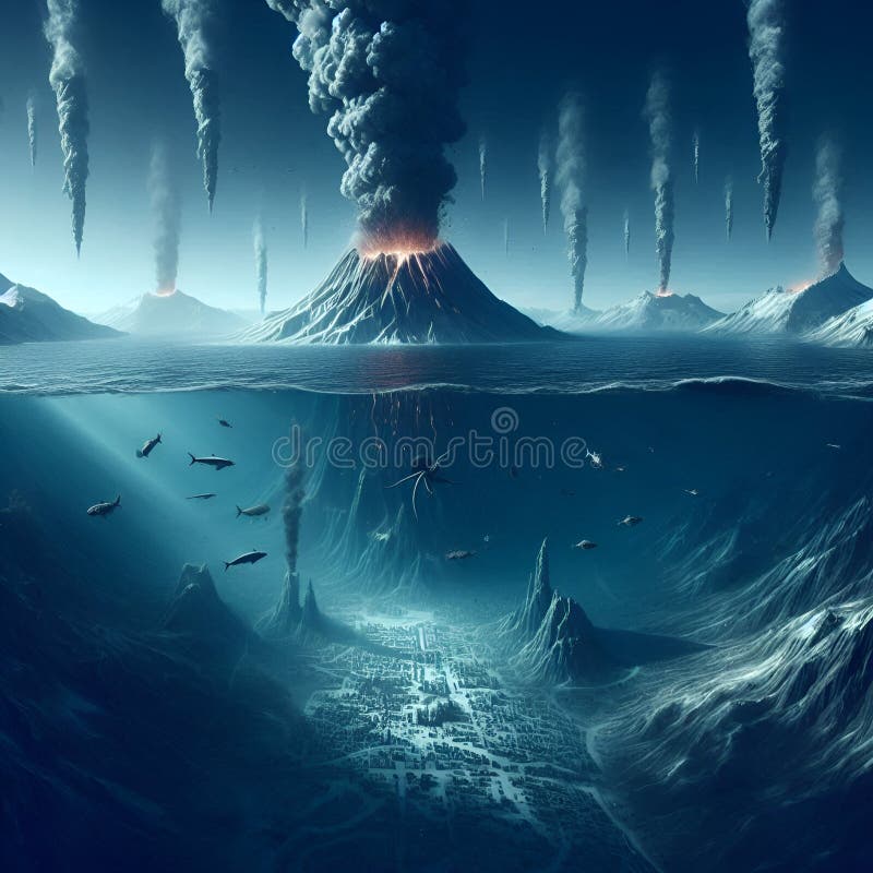 Submarine Inferno: Lava Spouts from Deep, Generative AI. Stock ...