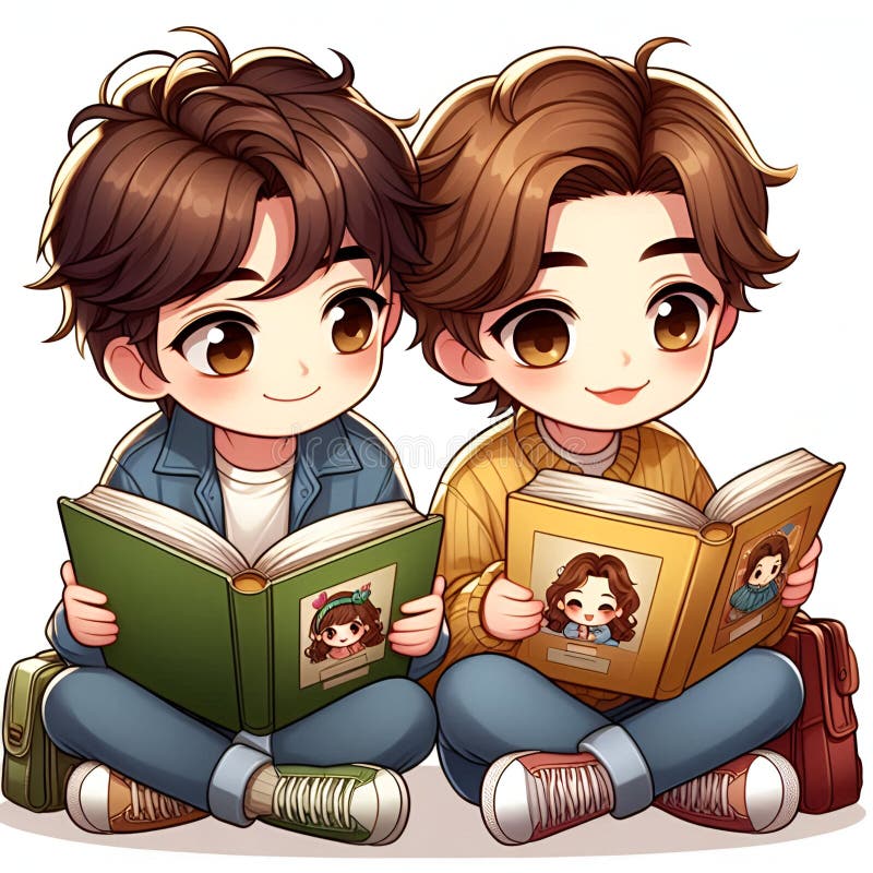 Academic Bonding: Friends Reading Books and Studying, Generative AI ...