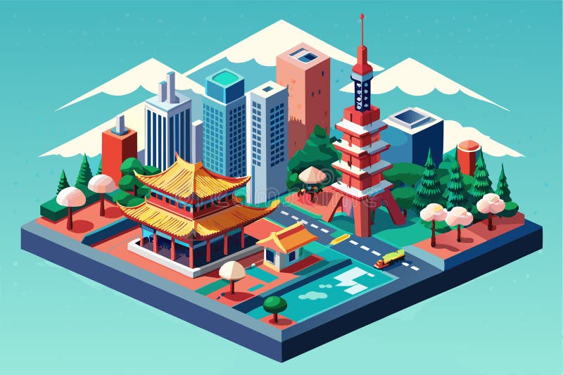 Tokyo Customizable Isometric Illustration Stock Illustrations – 2 Tokyo ...