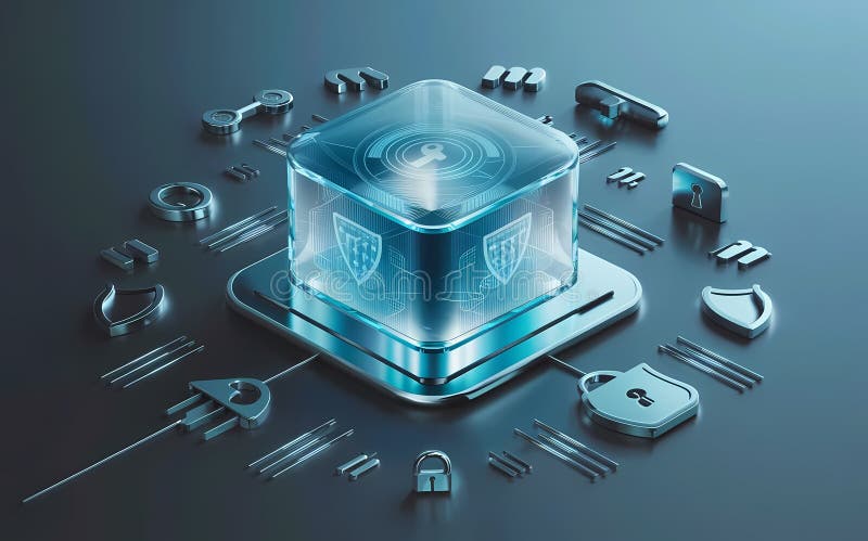Guardians of Privacy. a Futuristic Illustration of Digital Data Security Stock Illustration ...