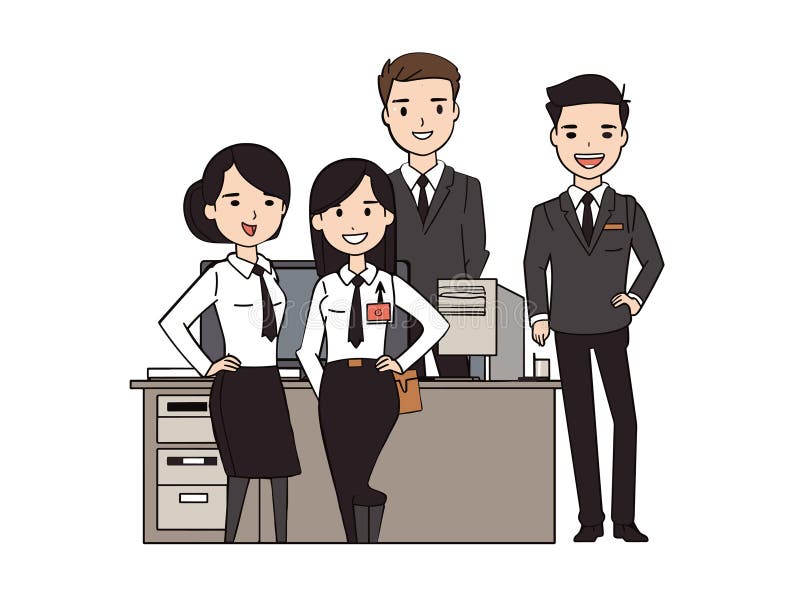 Illustration of Collaborative Office Staff in Professional Setting ...
