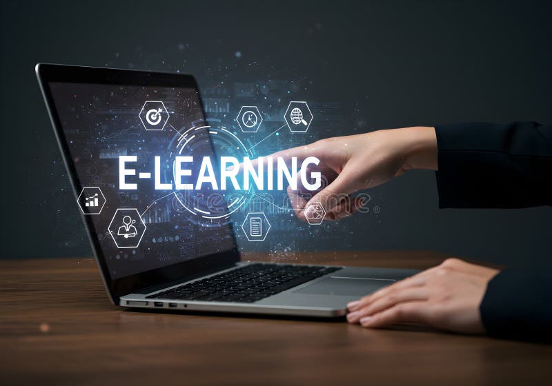 Online Courses and E Learning Concept Digital Education on Laptop for Remote Study and Training ...