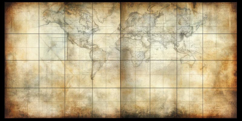 Explore Earth, Antique Map Showing World S Geography with Vintage Style ...