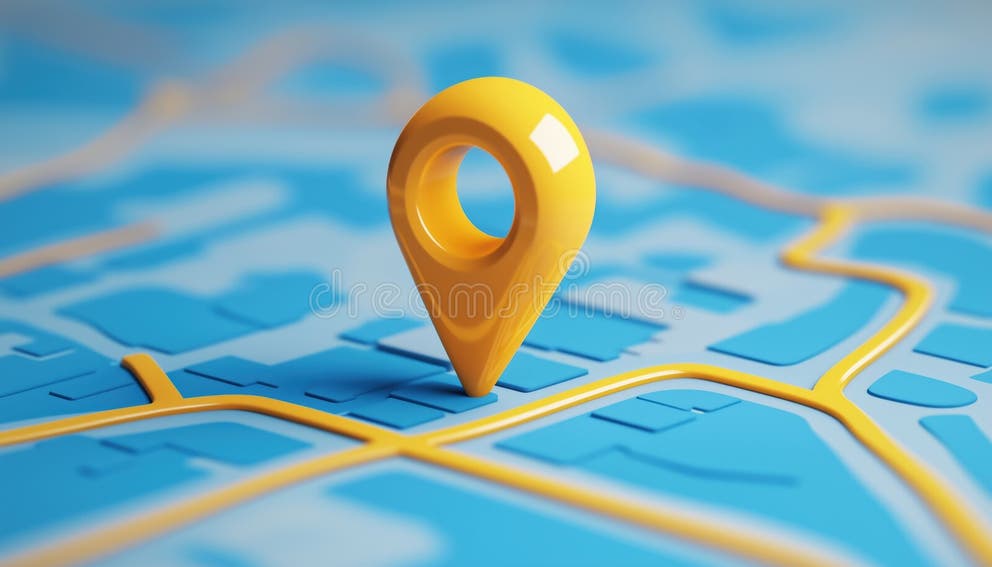 Explore with Easy Locator Mark on Map and Location Pin Symbol on Blue ...