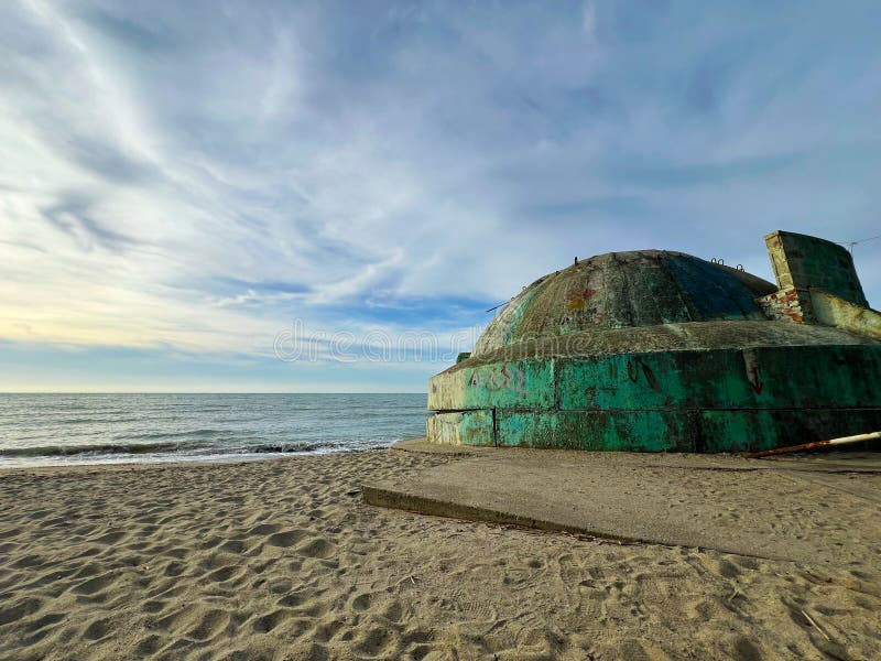 Abandoned Concrete Bunker on Albanian Adriatic Beach Stock Photo ... Abandoned Concrete Bunker on Albanian Adriatic Beach Stock Photo ...