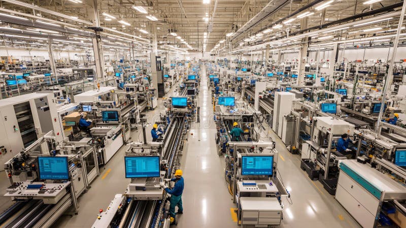 Explore the Efficiency of a Modern Factory Floor Showcasing Advanced Manufacturing Technologies ...