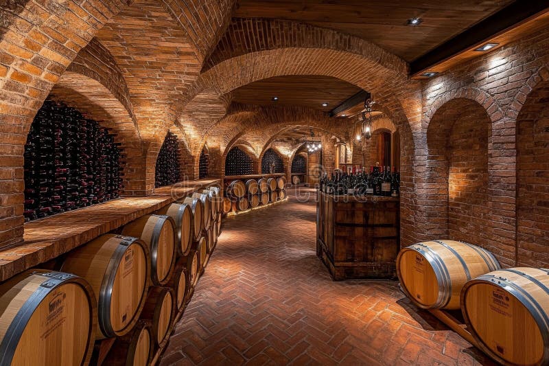 Explore the Elegance of a Wine Cellar Featuring Rustic Wooden Barrels ...