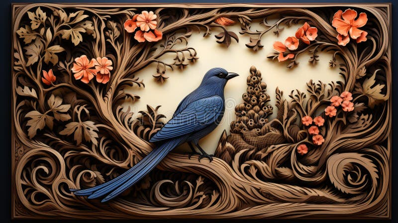 Explore the Elegance of Woodcut Design with Flat Textures and Intricate ...