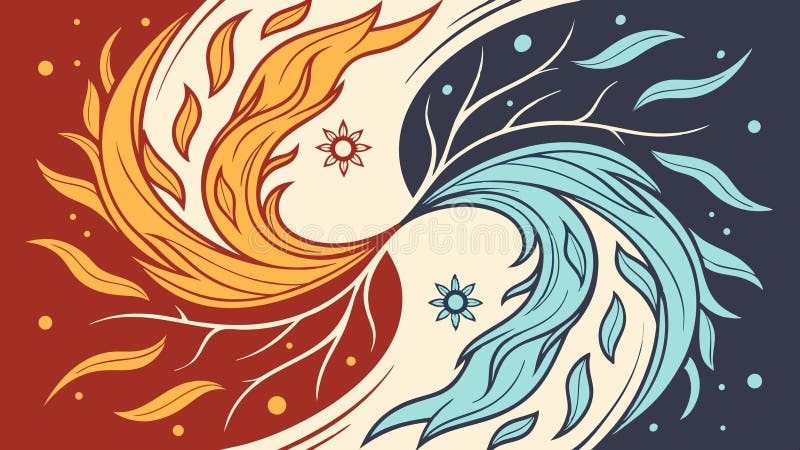 Fire and Water Swirl, Elemental Forces Design Vector Design Generative ...