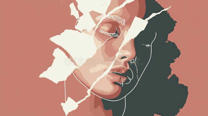 Dramatic Portrait of a Woman with Torn Face Stock Image - Image of ...