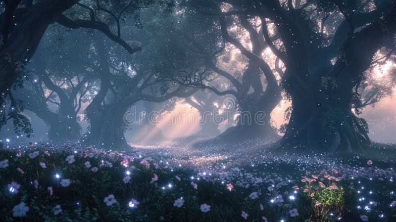 Explore the Enchanted Forest at Night, with Glowing Lights, Twisted ...