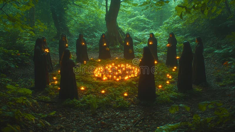 A Mysterious Gathering Takes Place in a Mystical Forest. Cloaked ...