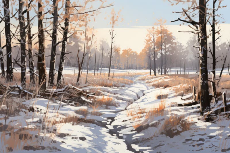 Winter Shadows - Generative AI Stock Illustration - Illustration of ...