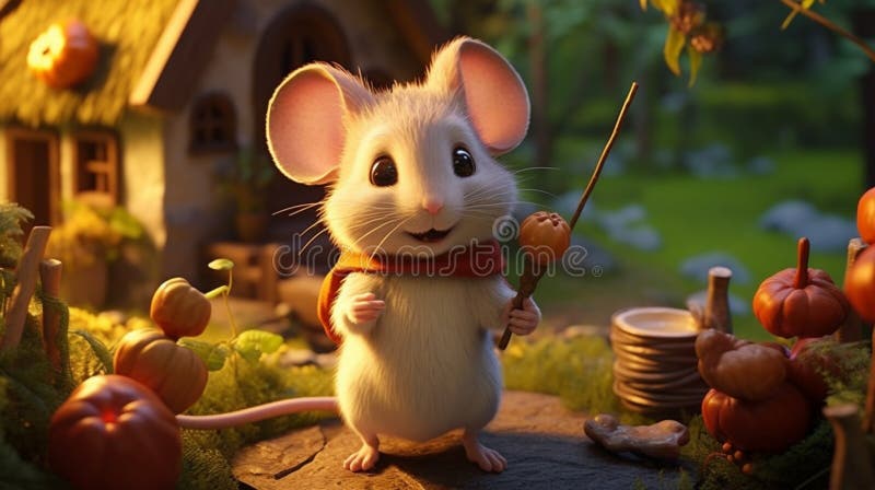 The Enchantment of a Cute Mouse Proudly Holding a Piece of Stick ...