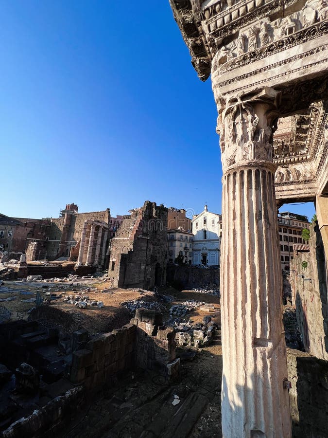 Ancient Roman Ruins with Classical Architecture Under Clear Blue Sky ...