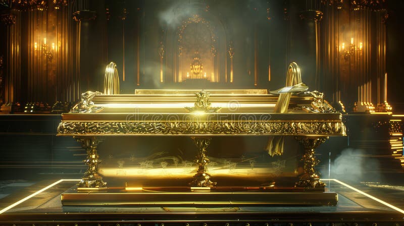 Mystical Ark: Ancient Relic Gleaming in Sacred Temple Light Stock ...