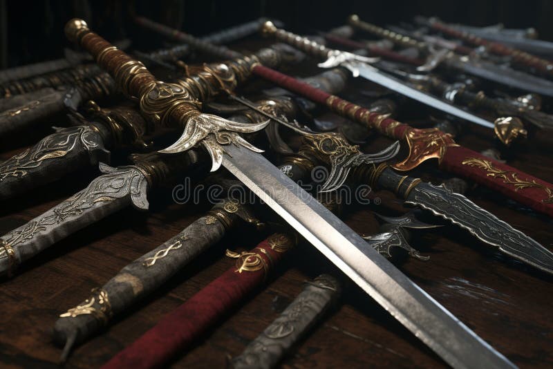 Explore an Epic Collection of Medieval Swords Stock Illustration ...