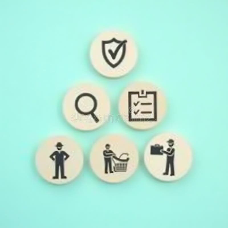 Business Operations Icons Representing Security Inspection Delivery and ...