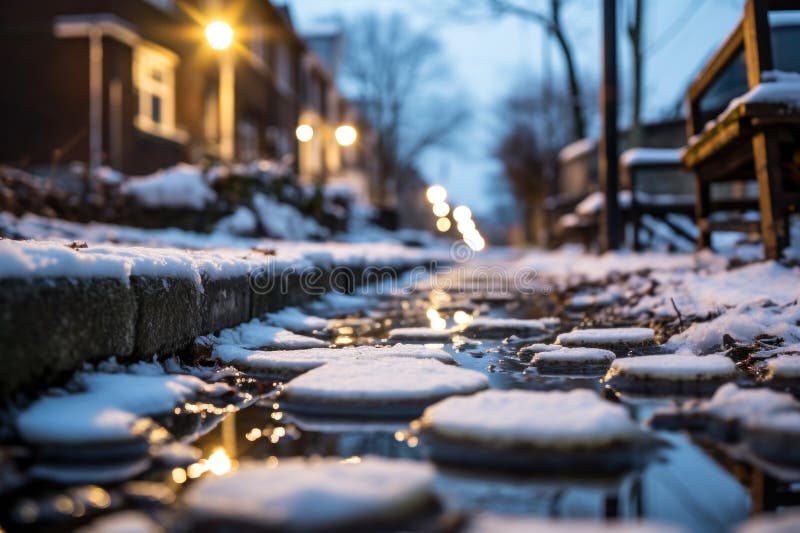 Snowy Stepping Stones - Generative AI Stock Illustration - Illustration ...