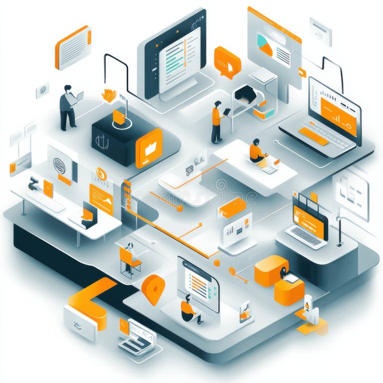 Digital Workspace Transformation Virtual Office Infographic Modern ...