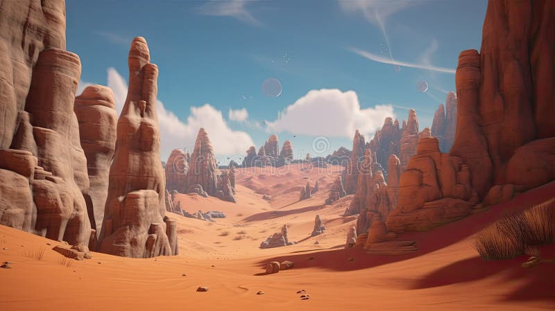 Science Fiction Desert Landscape, Fantasy Mountain Wilderness, Alien ...