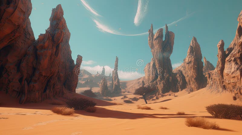Science Fiction Desert Landscape, Fantasy Mountain Wilderness, Alien ...