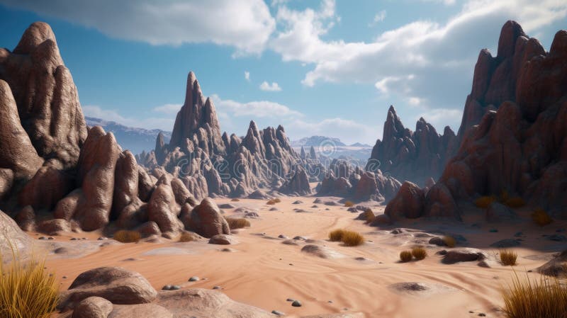 Science Fiction Desert Landscape, Fantasy Mountain Wilderness, Alien ...