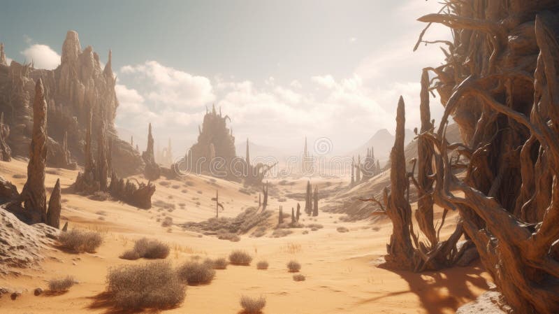 Science Fiction Desert Landscape, Fantasy Mountain Wilderness, Alien ...