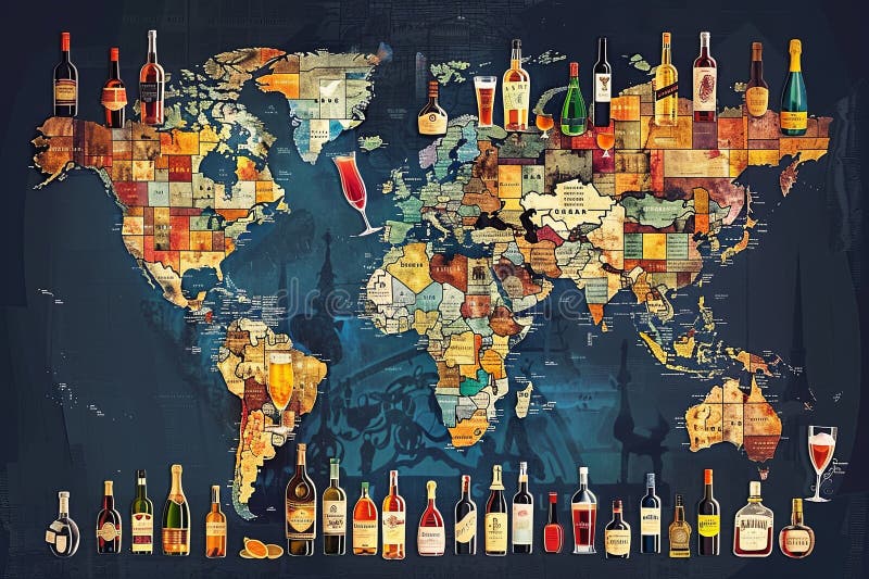 Explore Famous Alcoholic Beverages Across the World with a Creative Map ...