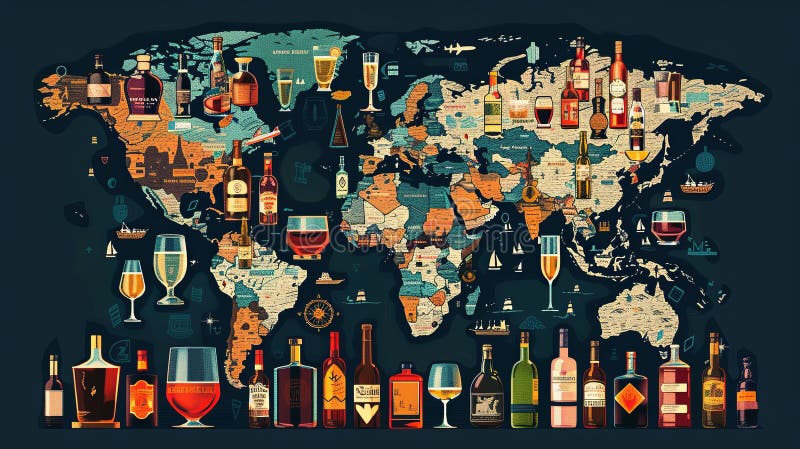 Explore Famous Alcoholic Beverages Around the World with this Vibrant ...
