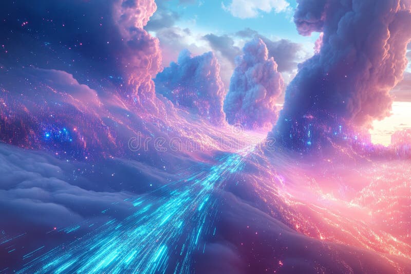 Explore a Fantastical Pathway through a Dreamlike Ethereal Cloudscape ...