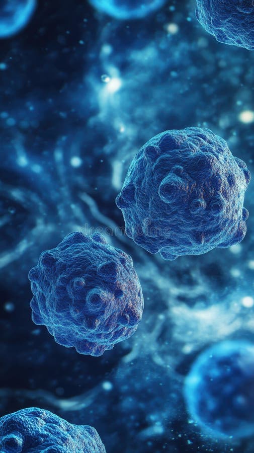 Abstract Blue Microorganisms in a Cosmic Space Background Stock ...