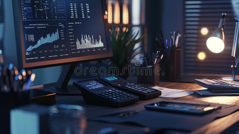 Explore a Financial Analyst S Desk a Lifelike Representation of Modern ...