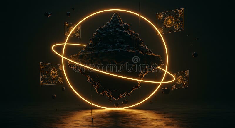 Explore Floating Island with Glowing Rings and Futuristic Technology in ...