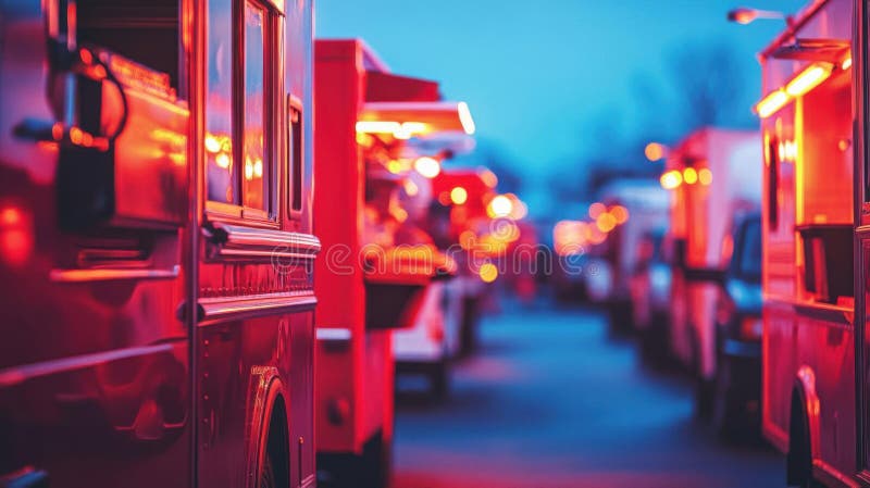 Explore Food Trucks at Night with a Vibrant Culinary Atmosphere Stock ...