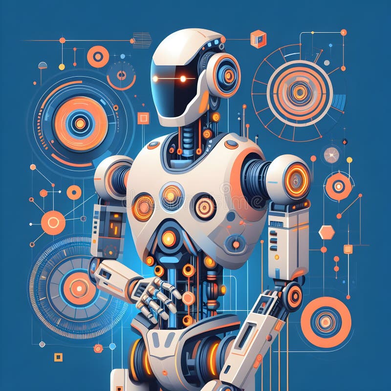 Futuristic AI Robot: Minimalistic 3D Realistic Illustration Eps 3 Stock ...