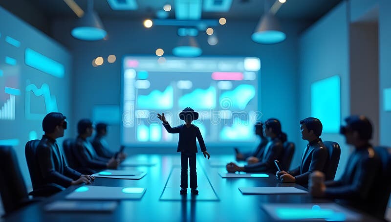 Innovative Business Meeting with VR Stock Illustration - Illustration ...