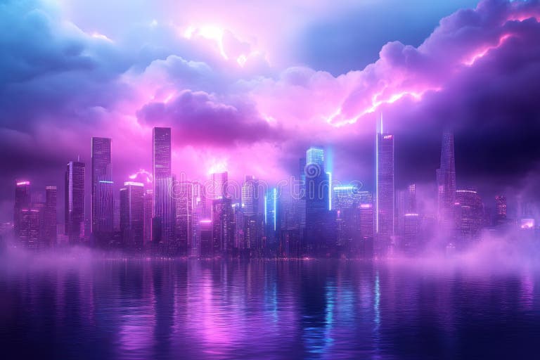 Explore the Future of Education a Mesmerizing Abstract Neon Cityscape ...
