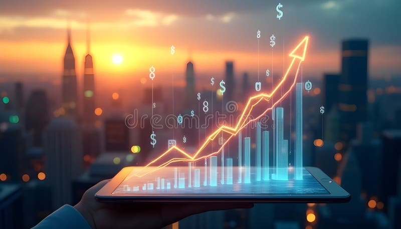 Futuristic Financial Growth Digital Market Trends at Sunset Stock ...