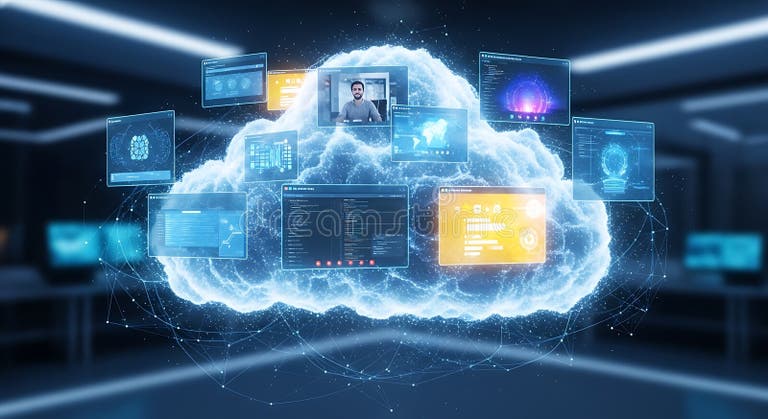 Futuristic Cloud Computing Technology Data Center Network Servers Digital Transformation Stock ...