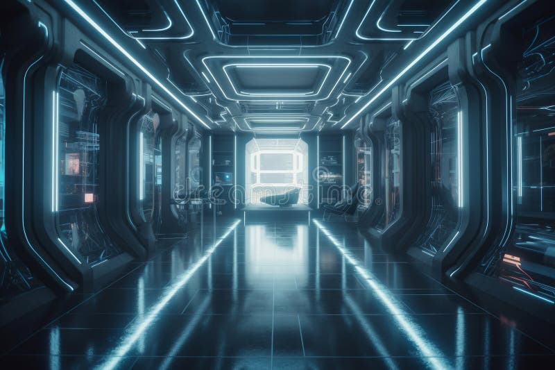 Futuristic Interior Design: Silver, Platinum & Neo Stock Illustration ...