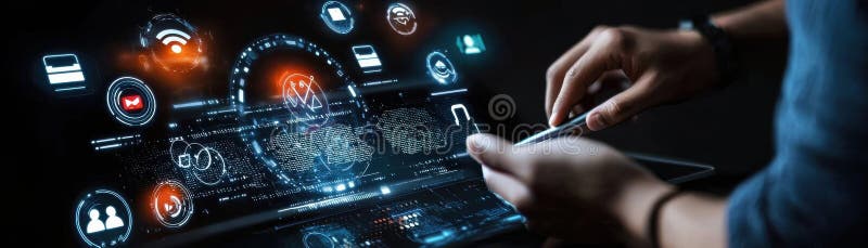 Innovative Digital Interface Interaction Tech Hub Visual Display Modern ...