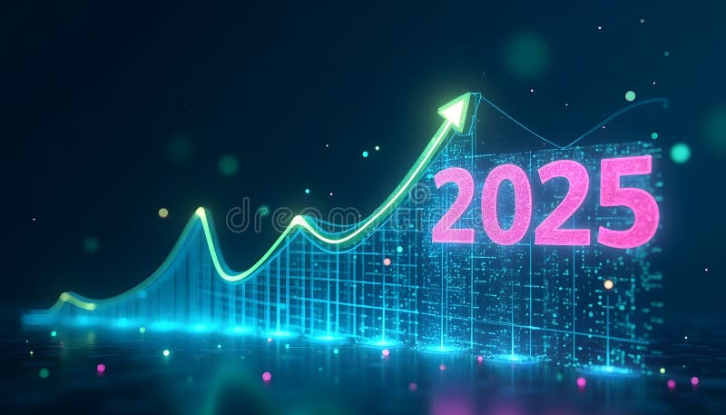 Futuristic 2025 Vision - High-Tech Growth Chart Stock Illustration ...
