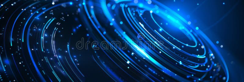 Explore a Futuristic Blue Digital Spiral with Glowing Particles and ...