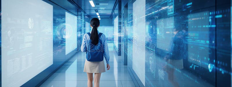 Future Tech Corridor: Journey through Innovation Stock Illustration ...