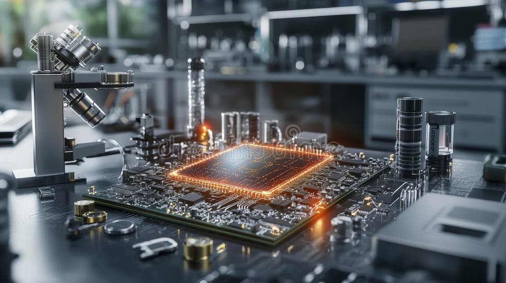 Quantum Circuit Board Integration Advances in Technology Lab Futuristic Environment Macro ...