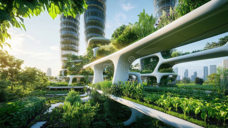 Futuristic Smart Orchard with Vertical Gardens and Innovative ...