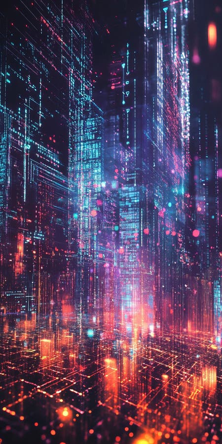 Explore Futuristic Virtual Cityscapes with Vibrant Lights and Digital ...