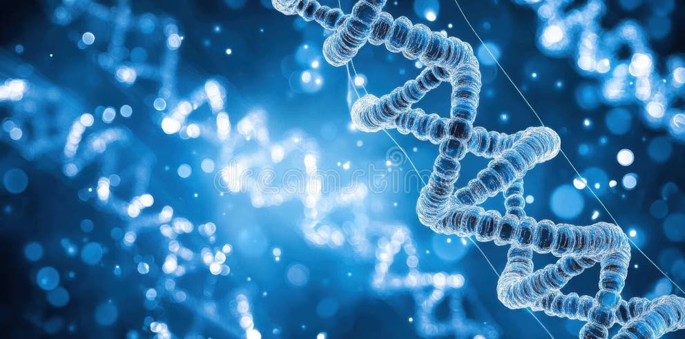 Explore Genetic Code with Abstract and Molecular Theme on Blue ...